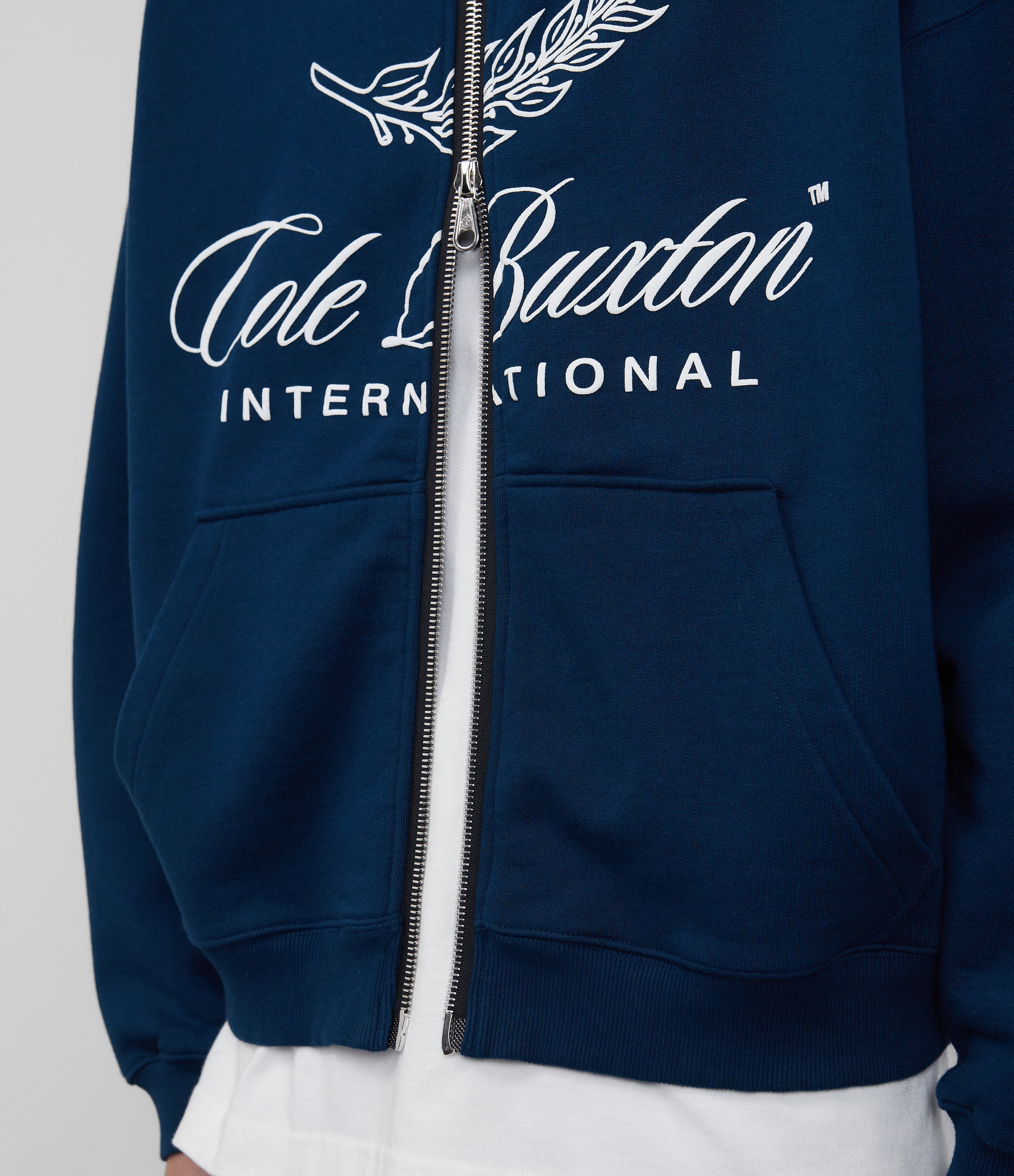 Cole Buxton | International Zipped Hoodie | Mens | Cotton | Navy Blue