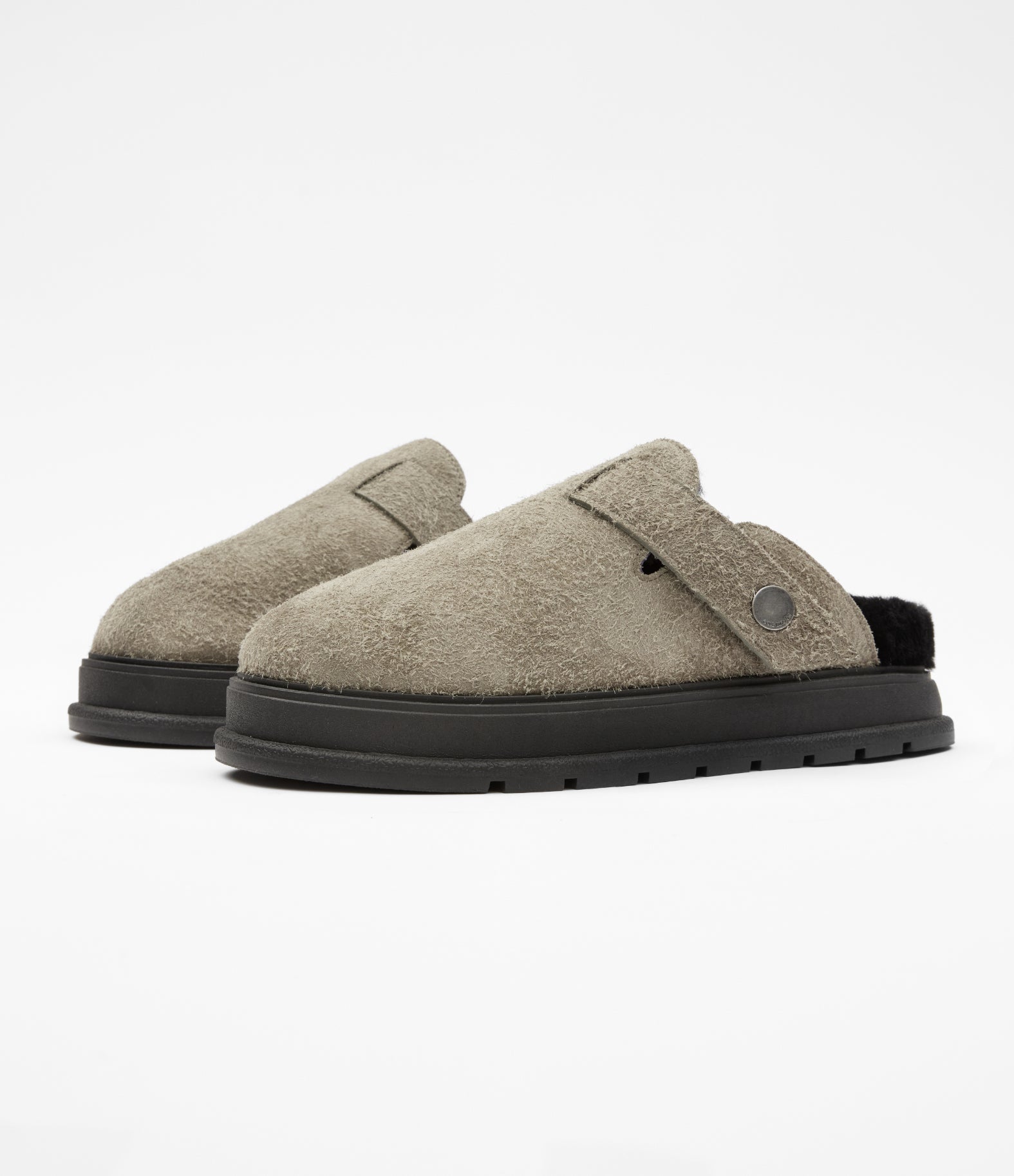 Cole Buxton | Mule | Mens | Hairy Cow Suede | Stone Grey
