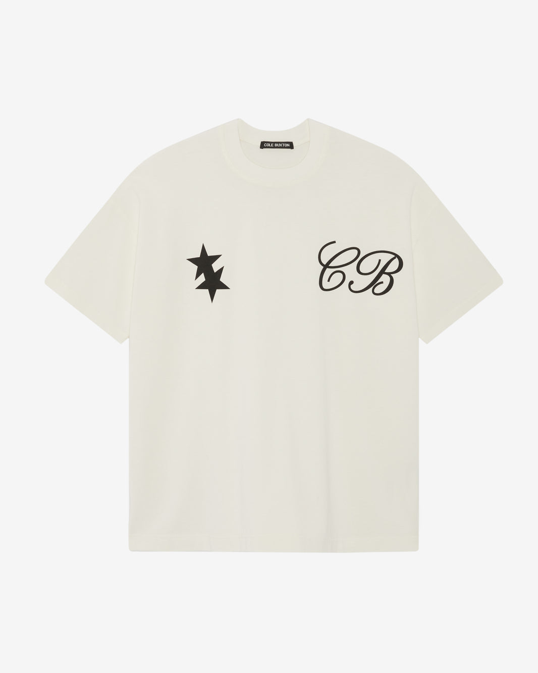 Cole Buxton | Cursive Two Stars T-Shirt | Mens | Cotton | Vintage White