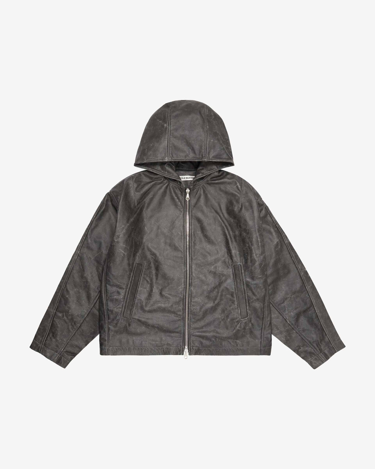 Cole Buxton | Hooded Leather Jacket | Mens | Black